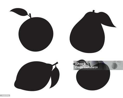 Buah Jeruk Siluet Jeruk Jeruk Bali Lemon Pomelo Ikon Vektor Terisolasi Buah Tropis Diatur