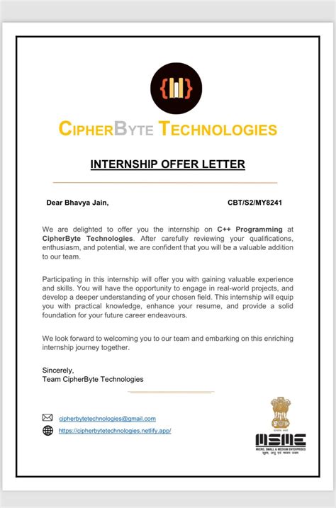 Bhavya Jain On Linkedin Internship Cipherbytetechnologies C