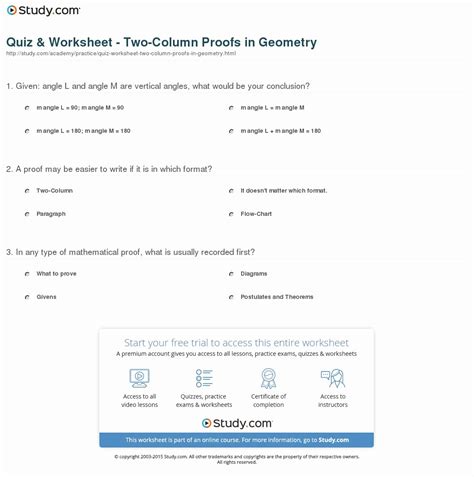 50 Geometric Proofs Worksheet With Answers