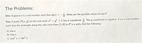 Solved The Problems One Suppose T Is A Real Number Such Chegg Com