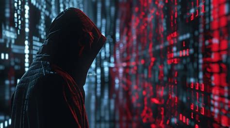 Secure Data Cybersecurity Hacker Prevention System With Hooded Figure