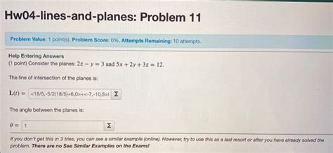 solved hw04 lines and planes problem 11 problem value 1