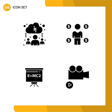 User Interface Pack Of 4 Basic Solid Glyphs Of Cloud Board Business Consumer Camera Editable