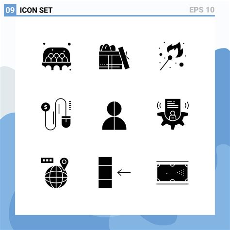Set Of 9 Modern Ui Icons Symbols Signs For Impersonation Avatar Fire Marketing Mouse Editable