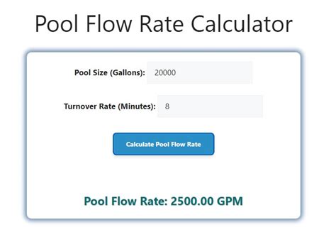 Pool Flow Rate Calculator Savvy Calculator