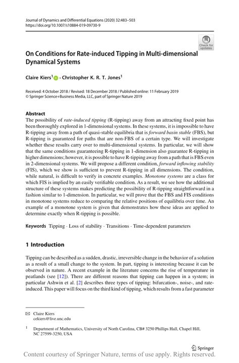 On Conditions For Rate Induced Tipping In Multi Dimensional Dynamical