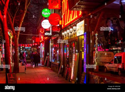 Reeperbahn At Night The Red Light St Pauli District Hamburg Germany