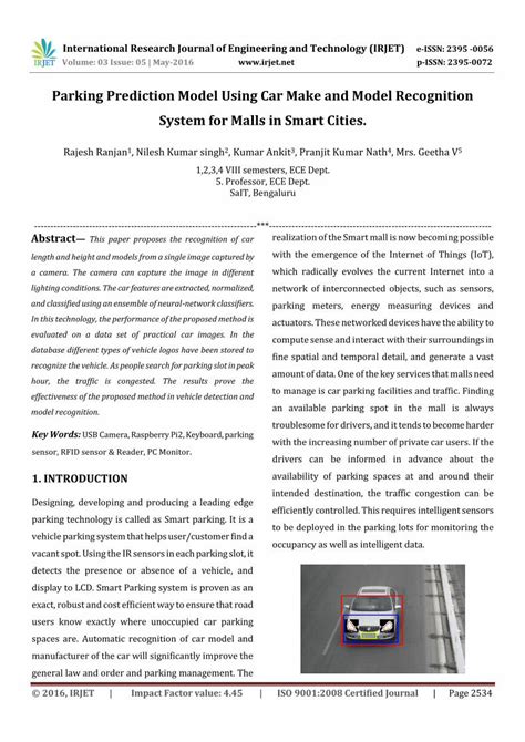 PDF Parking Prediction Model Using Car Make And Model Smart Parking Allocation Server