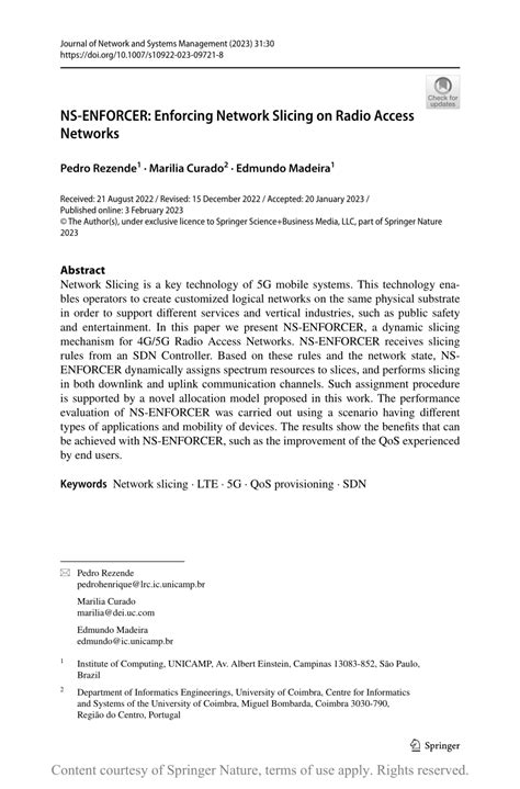 ns enforcer enforcing network slicing on radio access networks