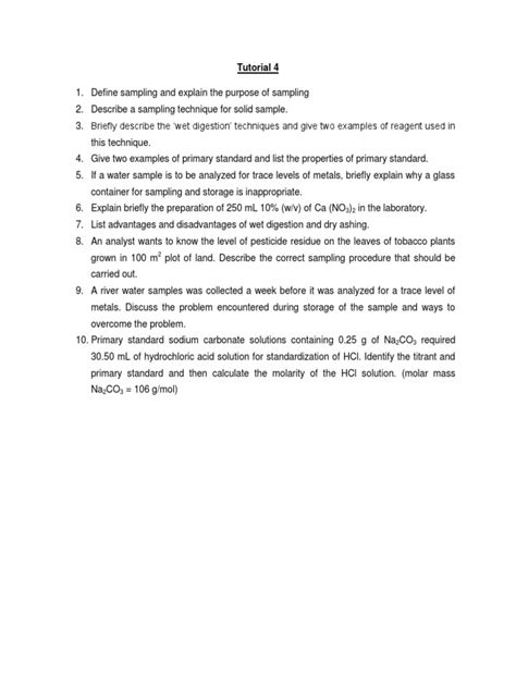 chm256 tutorial 4 pdf mass concentration chemistry