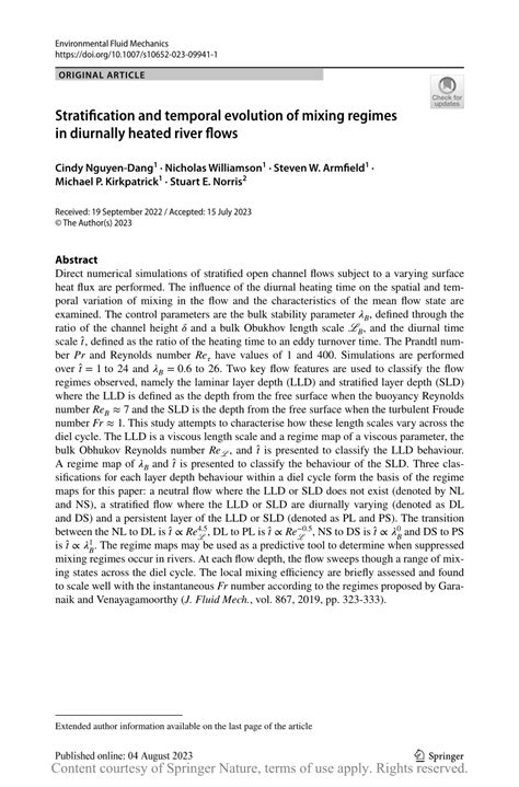 Pdf Stratification And Temporal Evolution Of Mixing Regimes In