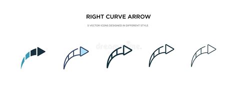 Right Curve Arrow Icon In Different Style Vector Illustration Two Colored And Black Right Curve
