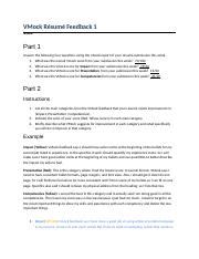 VMOCK RESUME FEEDBACK WEEK 4 docx VMock Résumé Feedback 1 Name Part 1 Answer the following