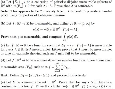 Solved A Let Ex Xea Be A Collection Of Pairwise Disjoint