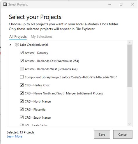 Unable To Select Projects In Desktop Connector