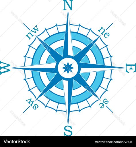Blue Compass Rose Navigation Royalty Free Vector Image