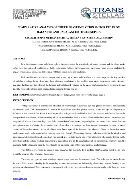 Pdf Comparative Analysis Of Three Phase Induction Motor Fed From