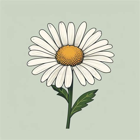 Simple Cartoon English Daisy On White Background Illustration Stock
