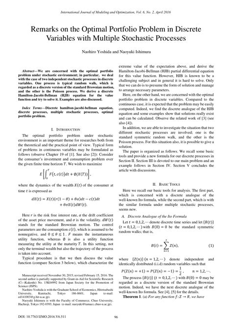 Pdf Remarks On The Optimal Portfolio Problem In Discrete Variables