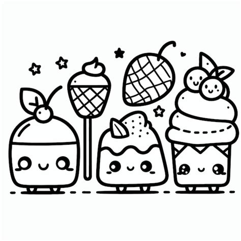 Premium Vector A Black And White Drawing Of Ice Cream Cones And Ice Cream