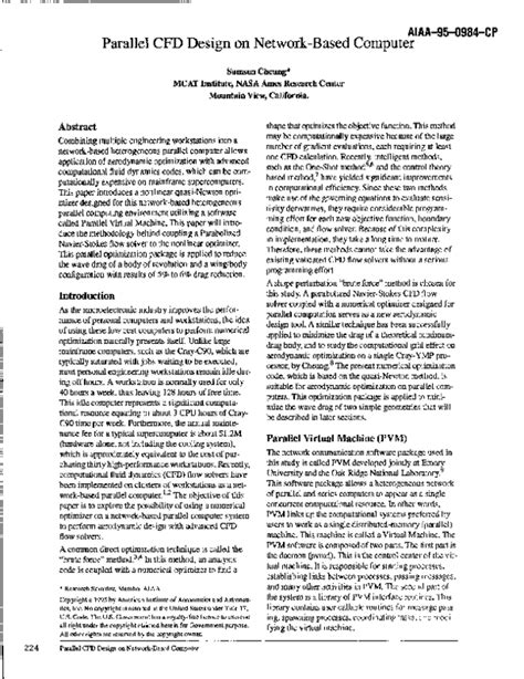 Pdf Parallel Cfd Design On Network Based Computer