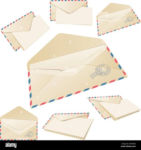 Set Of Six Open Envelopes Vector Illustration Stock Vector Image And Art Alamy