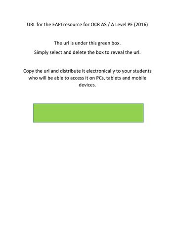 Ocr A Level Pe 2016 Eapi Elearning Model Example Teaching Resources