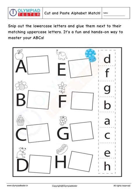 Cut And Paste Alphabet Match Alphabet Worksheets Kindergarten