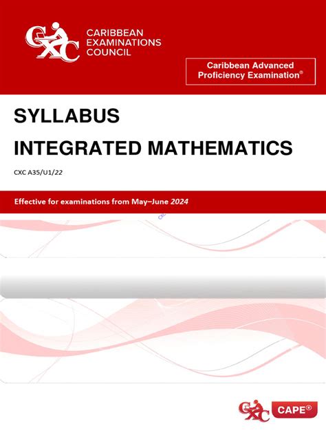 Cape Integrated Mathematics Syllabus Revised Pdf Factorization
