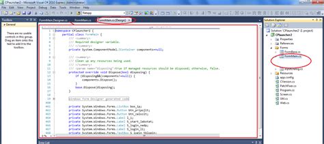 winforms windows forms designer froze using visual c 2010 express