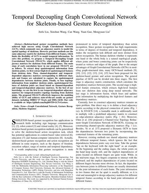 Pdf Temporal Decoupling Graph Convolutional Network For Skeleton Based Gesture Recognition