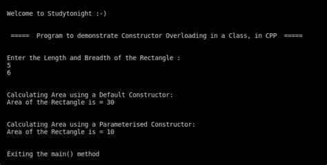 C Constructor Overloading Program Studytonight