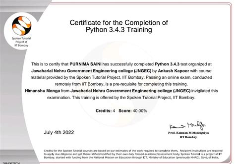 purnima saini on linkedin pythoncoursecompletion spokentutorial