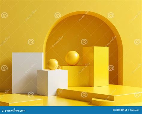 Minimalist Abstract Background Primitive Geometrical Figures 3d Render Generative Ai Stock