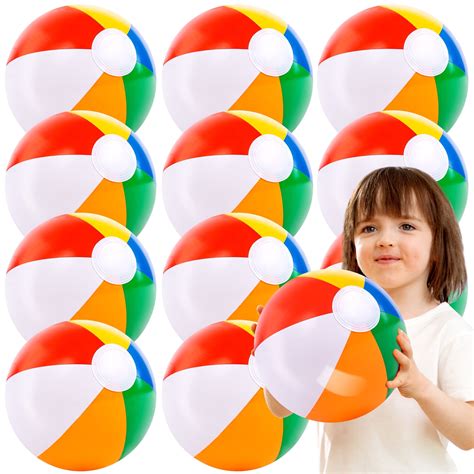 Joyfy 12 Pack Rainbow Beach Balls12 Inch Inflatable Swimming Pool Toys