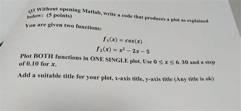 Solved Q Without Opening Matlab Write A Code That Produces Chegg