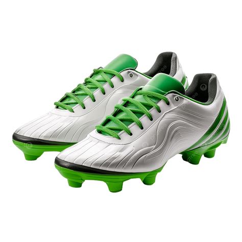 A Pair Of White And Green Soccer Cleats Isolated On Background Soccer