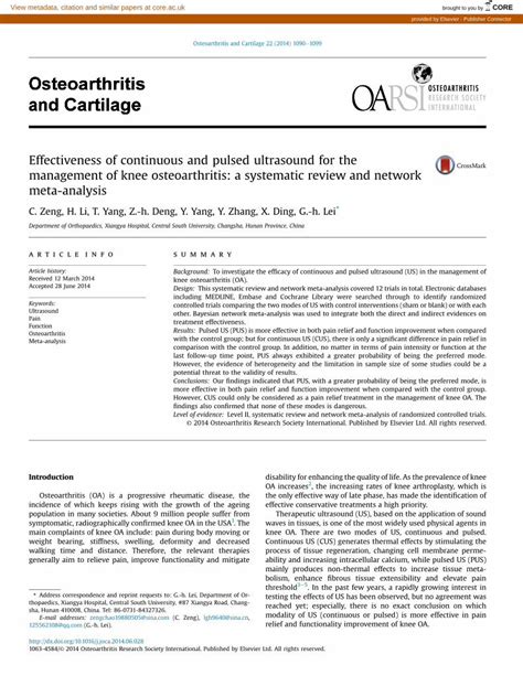 Pdf Effectiveness Of Continuous And Pulsed Ultrasound For The Dokumentips