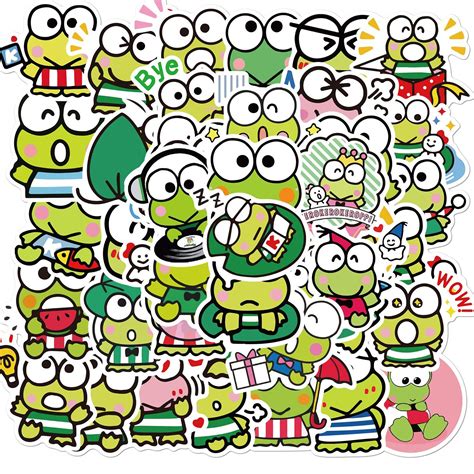 50pcs Kero Kero Keroppi Stickers Pack，kawaii Frog Vinyl Waterproof