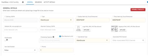 Update Facility Or Warehouse Details In Uniware Unicommerce Support Portal