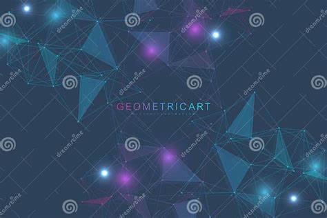 Geometric Abstract Background With Connected Line And Dots Structure Molecule And Communication