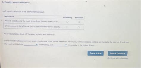 Solved 3 Equality Versus Efficiency Match Each Definition