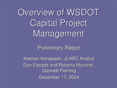 PPT Overview Of WSDOT Capital Project Management PowerPoint Presentation ID 323796