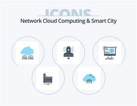 Network Cloud Computing And Smart City Flat Icon Pack Icon Design Satellite Data Data
