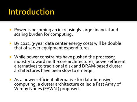 ppt fawn a fast array of wimpy nodes power efficient clusters