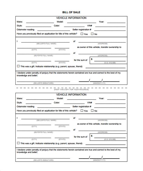 Free 12 Sample Vehicle Bill Of Sale Templates In Pdf Ms Word