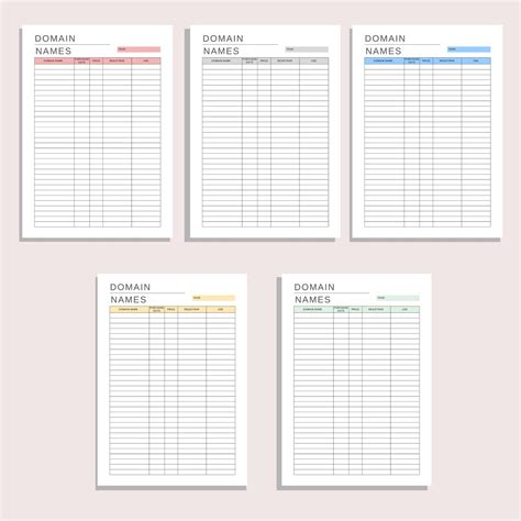 Domain Name Tracker Website List Sheet Project Tracker Small Business Owner Domain Name