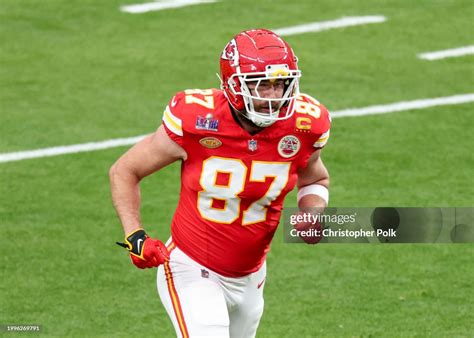 Travis Kelce At The Super Bowl Lviii Pregame Held At Allegiant News