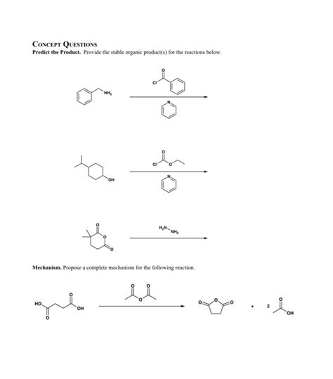 Solved CONCEPT QUESTIONS Predict the Product. Provide the | Chegg.com