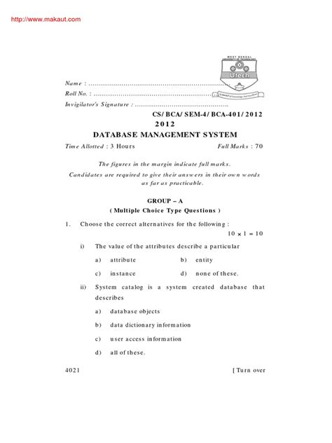 Bca Bca 401 Database Management System 2012 Download Free Pdf